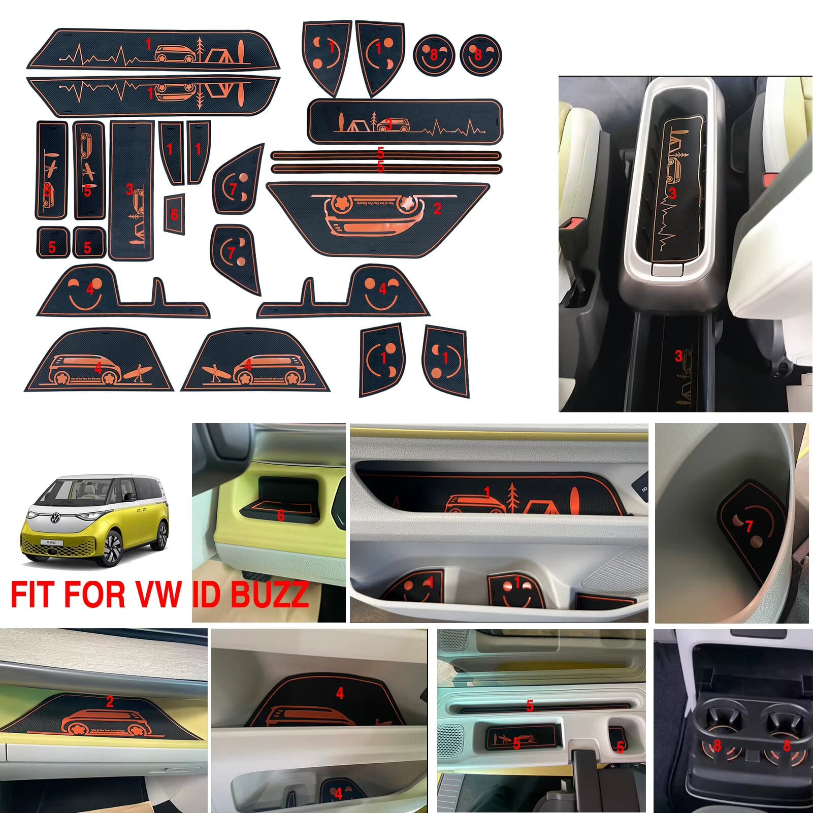 Volkswagen ID. Buzz Interior Upgade Kit - Non Slip Rubber Liner Kit ...